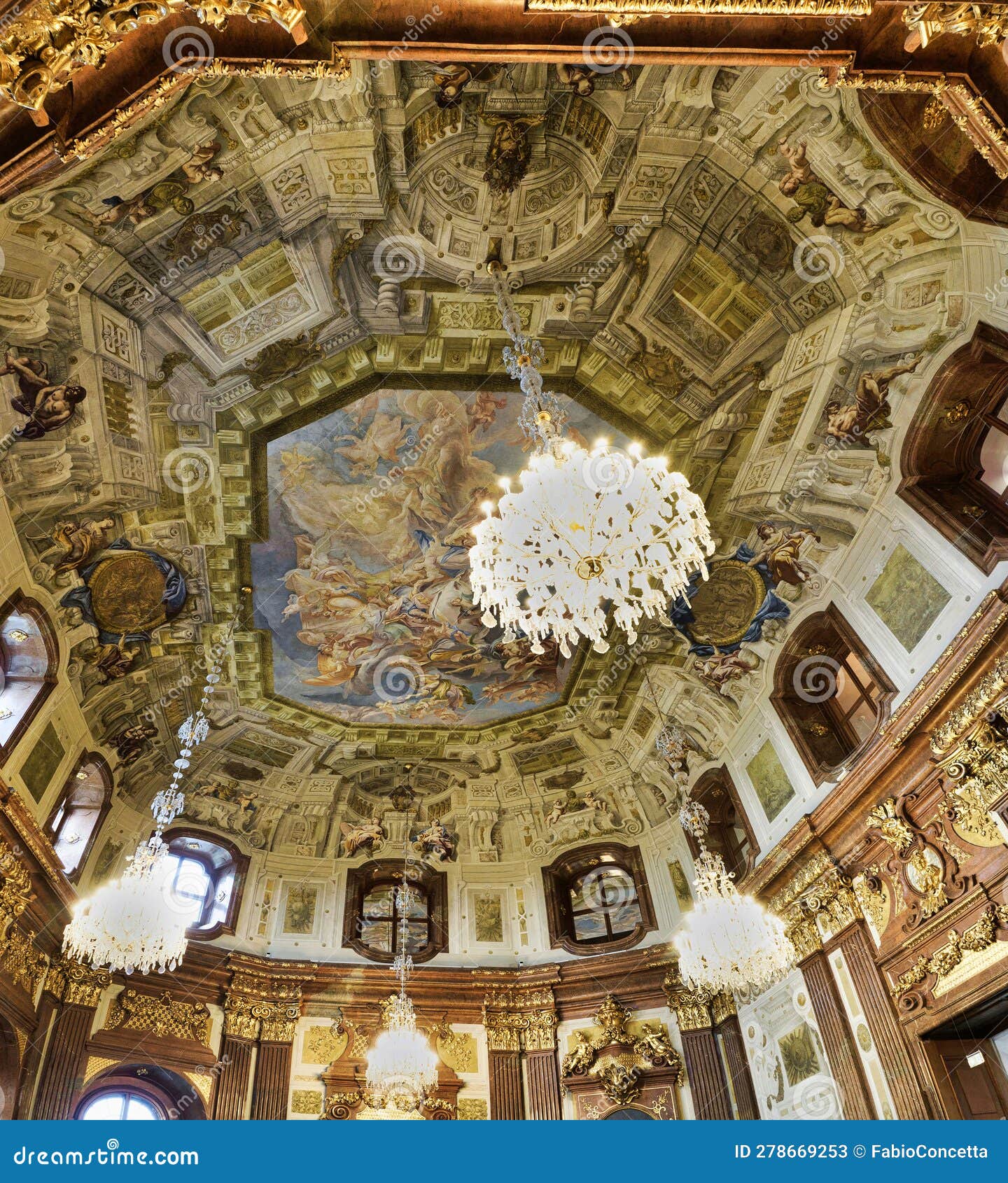 Fresco by the Painter Carlone from the Marble Hall at Belvedere Castle ...