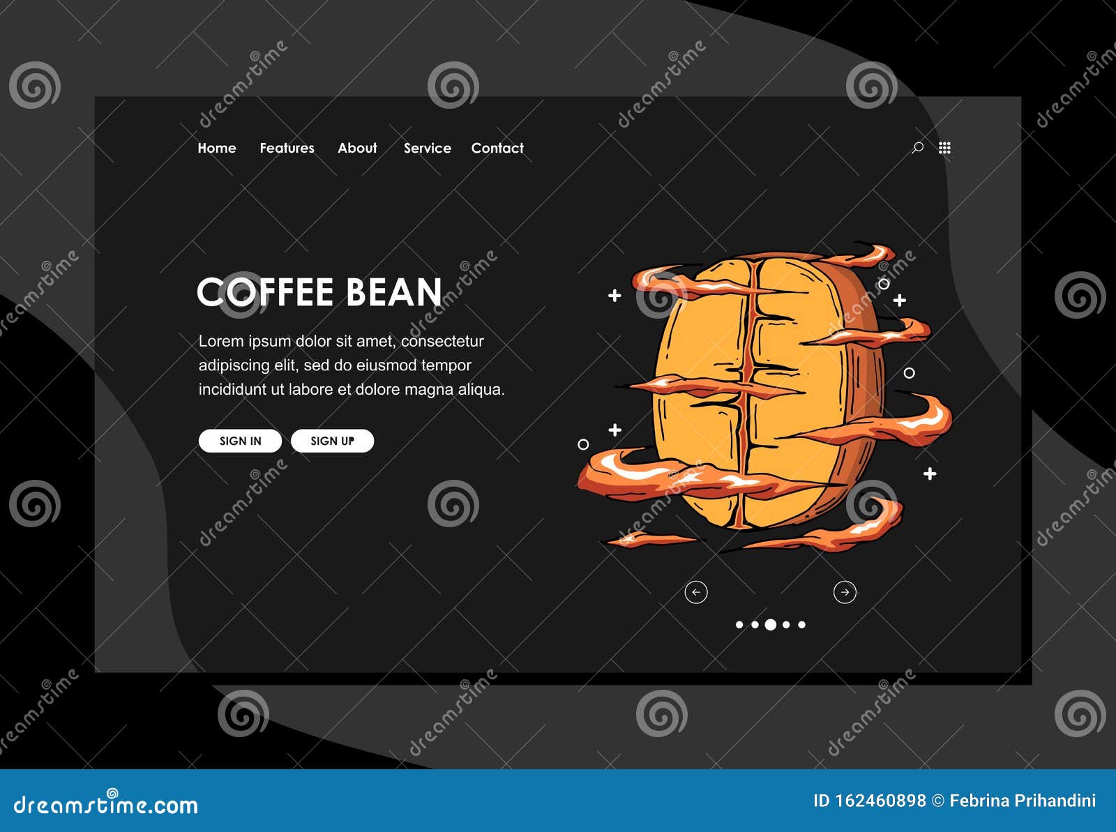Coffee Bean Landing Page with Flat Simple Design. Modern Flat Design ...