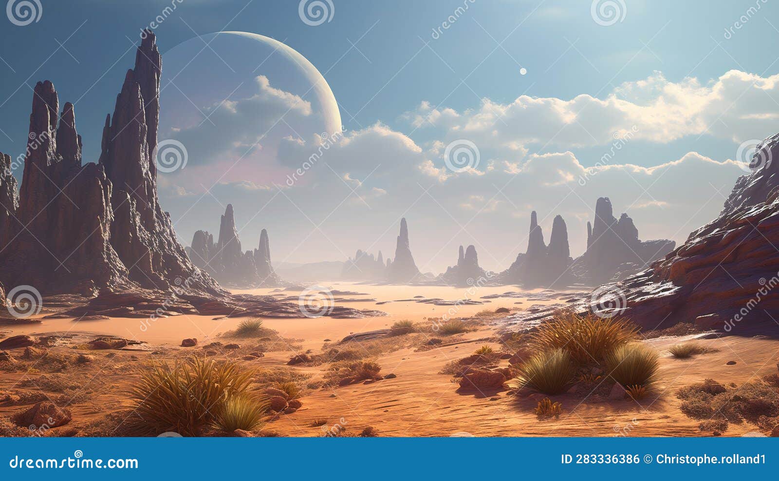Image of an Desert with Rocks in the Background, in the Style of Sci-fi ...