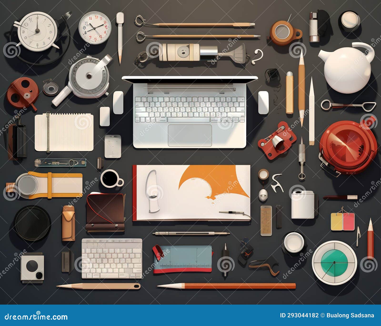 The Place of Work Has Elements and Tools. Stock Illustration ...