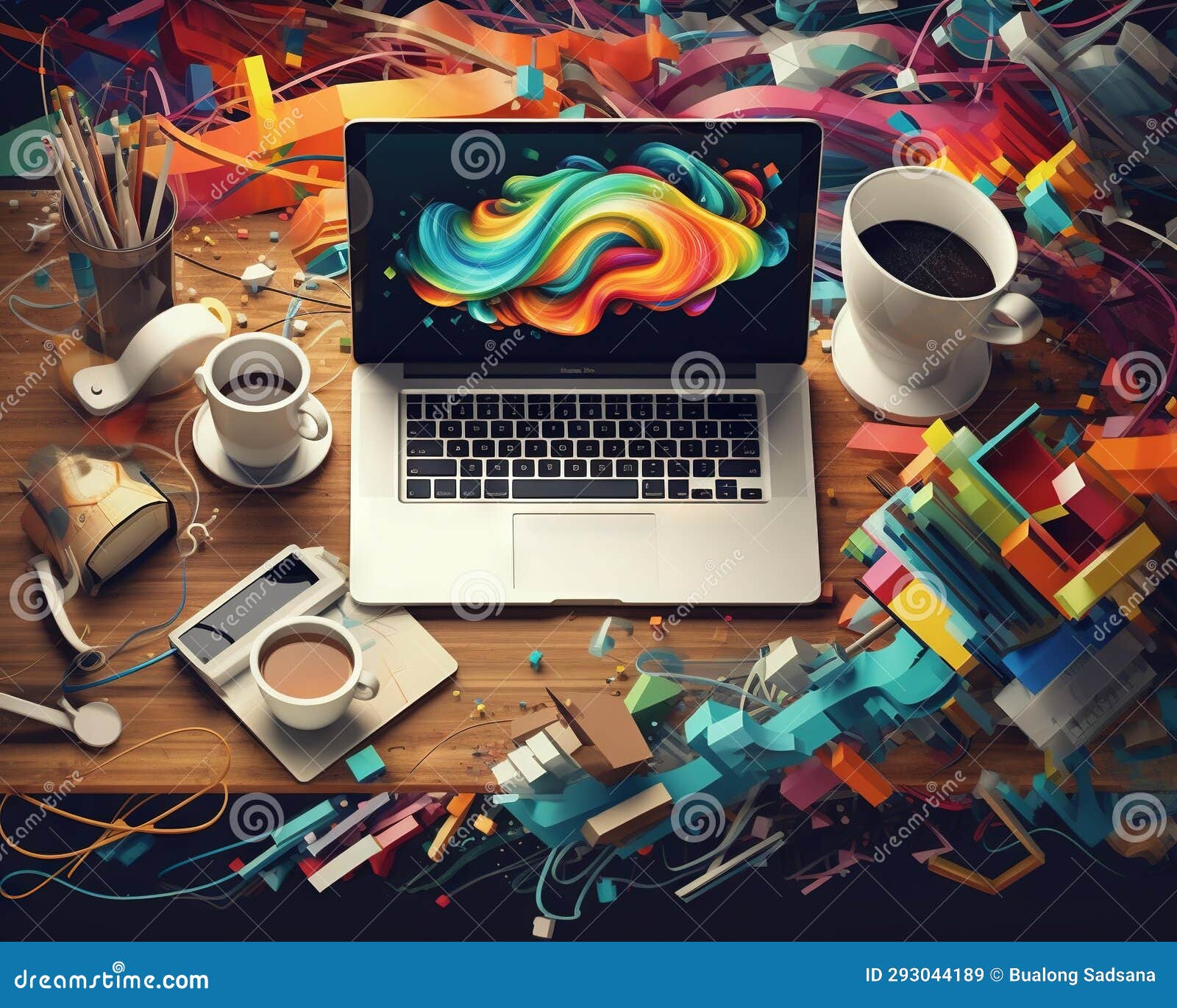 The Place of Work Has Elements and Tools. Stock Illustration ...