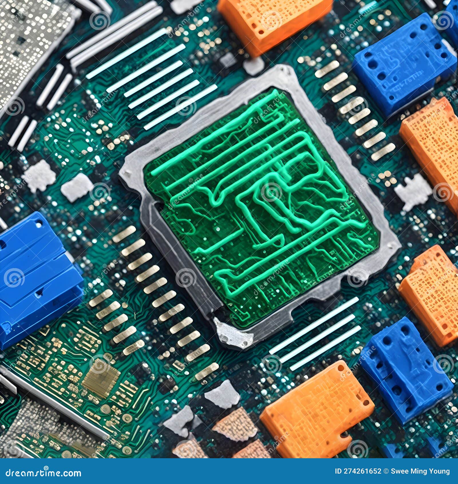Image of a Detailed Close-up of a Circuit Board, with Intricate ...