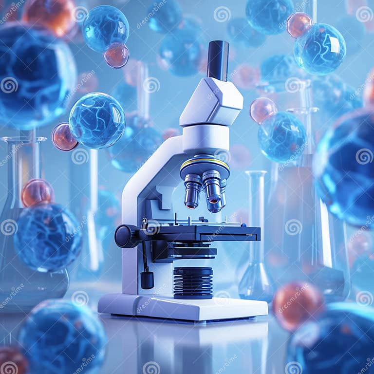 Image Detailed 3D Rendering of Microscope Observing Transparent Cell ...