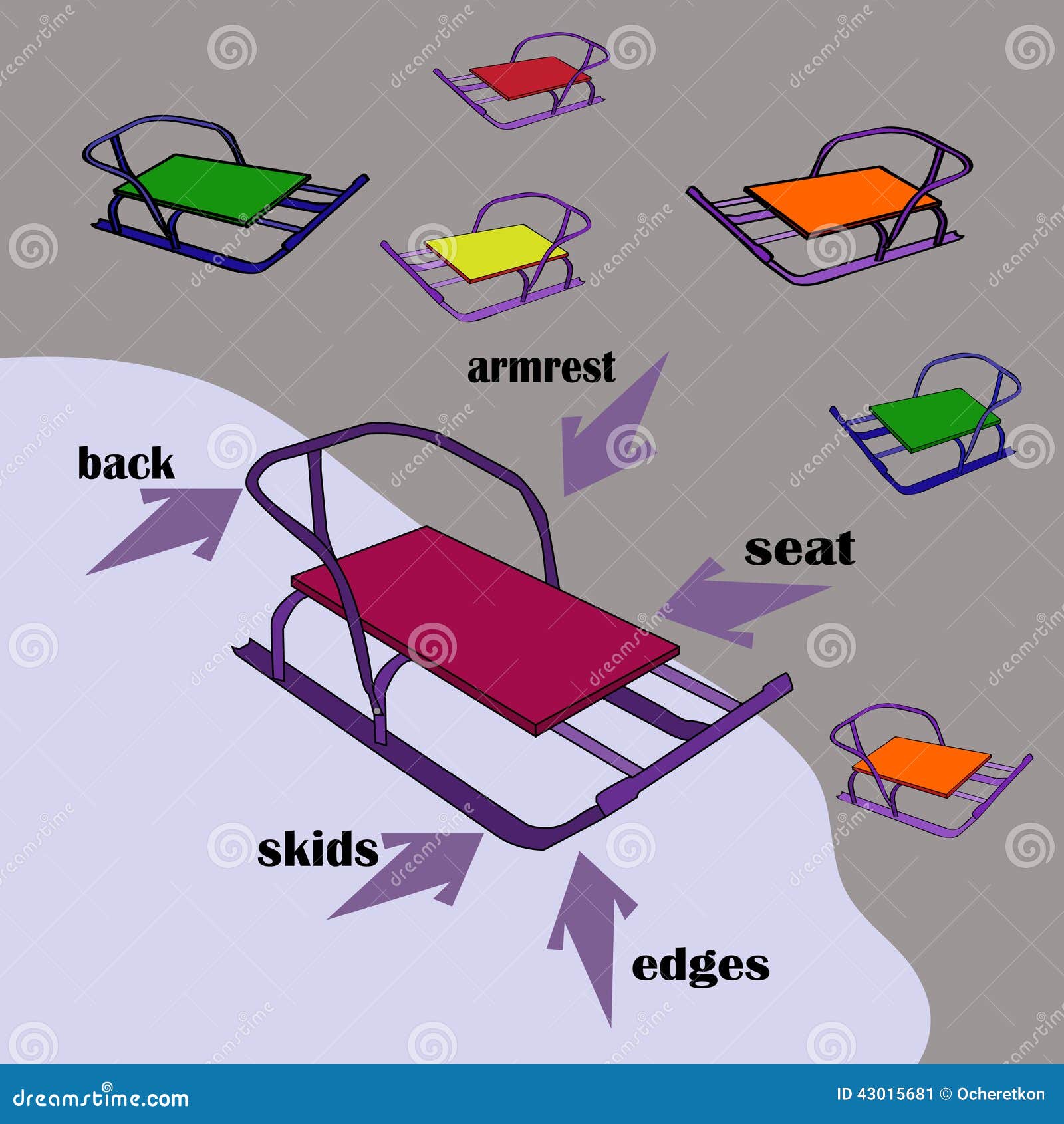 Image with Details Childrens Sleds Stock Illustration - Illustration of ...