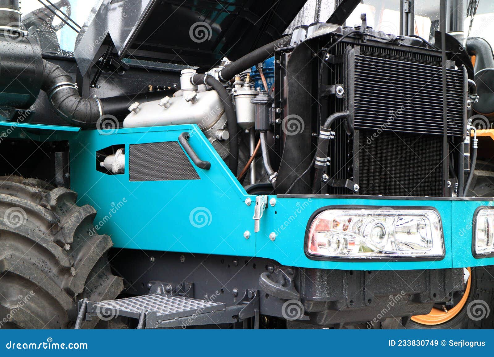 Diesel Engine of a Modern Tractor Stock Image - Image of combine ...