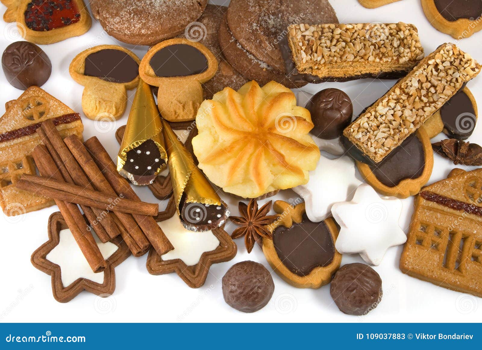 Image of Different Cookies on a White Background Closeup Stock Image ...