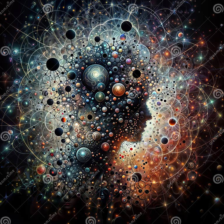 Spheres & Mind: Human Head with Network & Spheres, Generative Ai Stock Illustration ...