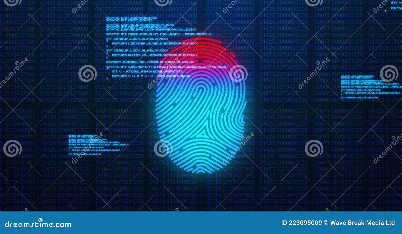 Image of Digital Biometric Fingerprint Computer Interface Icon and Data ...