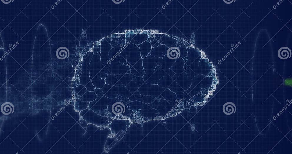 Image of Digital Brain on Black Background Stock Illustration ...