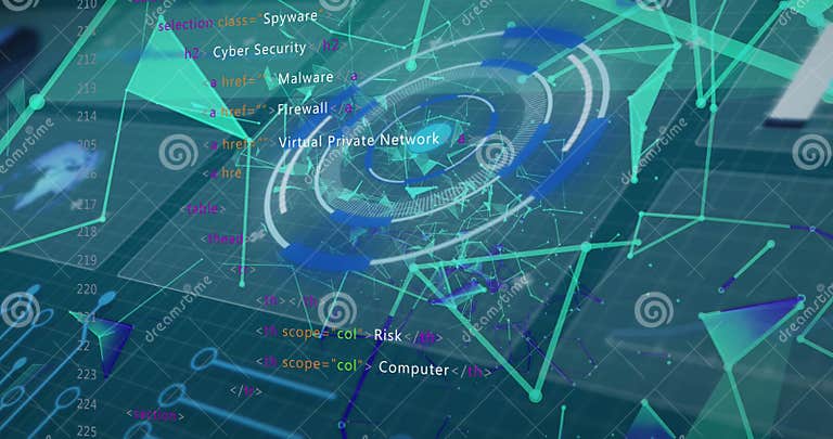 Image of Digital Circles, Dots Connected with Lines and Programming ...
