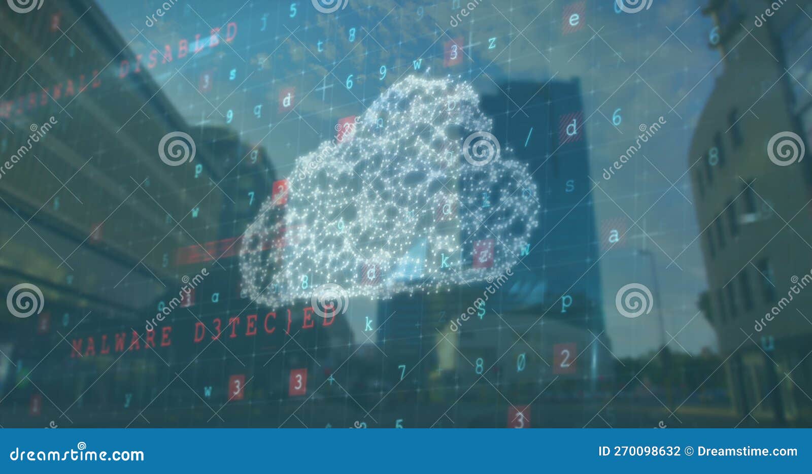 Image of Digital Cloud and Numbers Processing Over Cityscape Stock ...