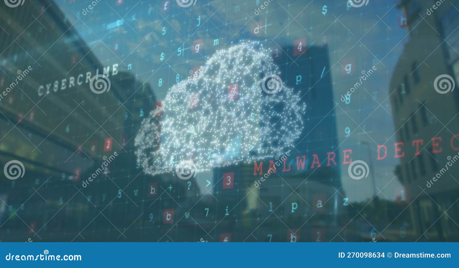 Image of Digital Cloud and Numbers Processing Over Cityscape Stock ...