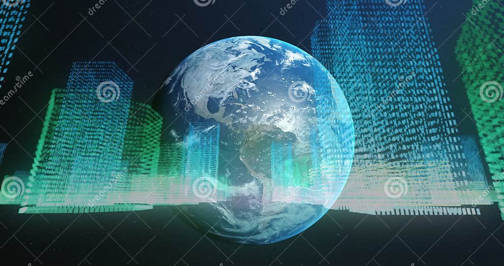 Image of Digital Computer Servers Over Globe Stock Image - Image of ...