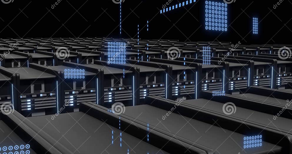 Image of Digital Data Processing and Circuit Board Over Computer Servers Stock Photo - Image of ...