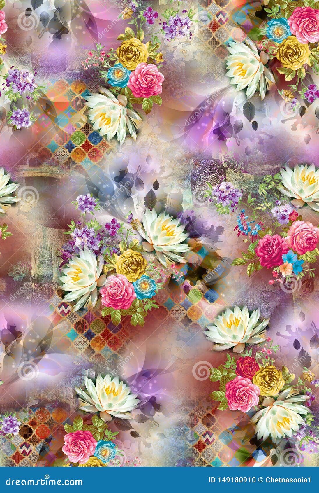 Digital Colorful Flowers