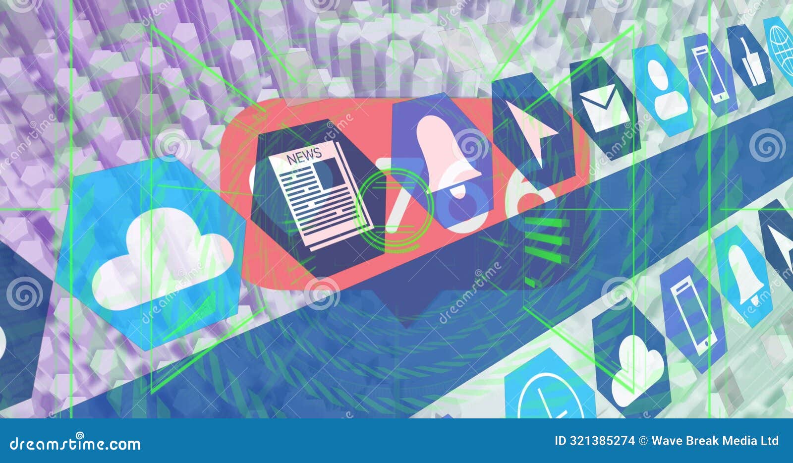Image of Digital Icons and Heart Icon with Increasing Numbers Against ...