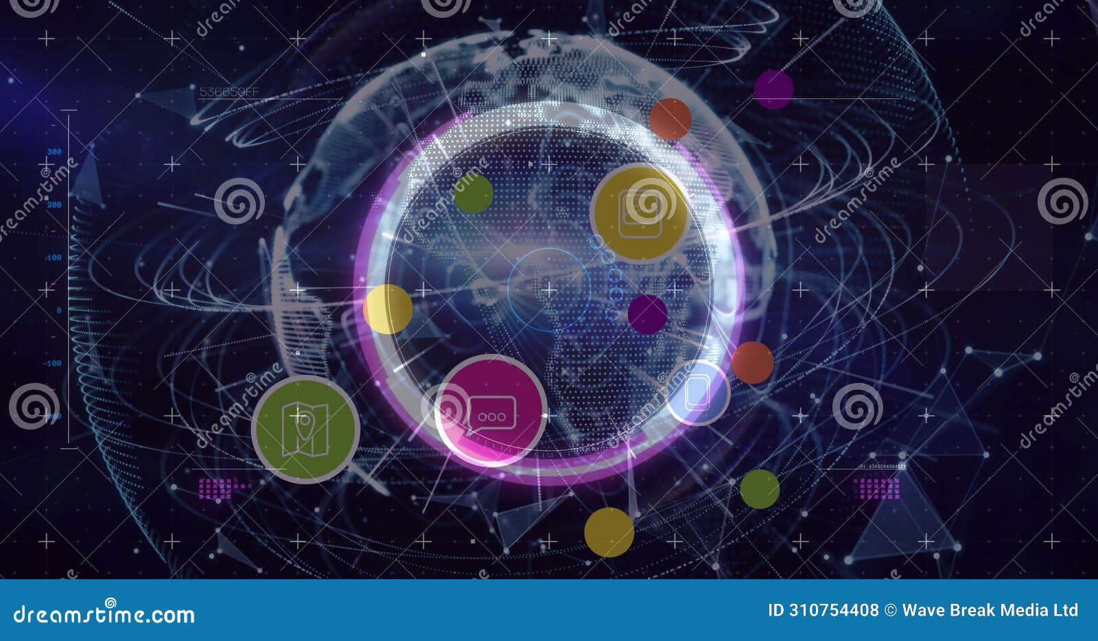 Image of Digital Icons Over Scopes Scanning with Network of Connection ...