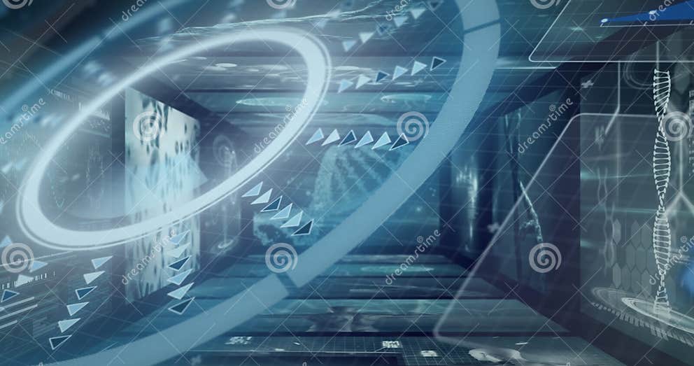 Image of Digital Interface and Data Processing Over Football Players ...