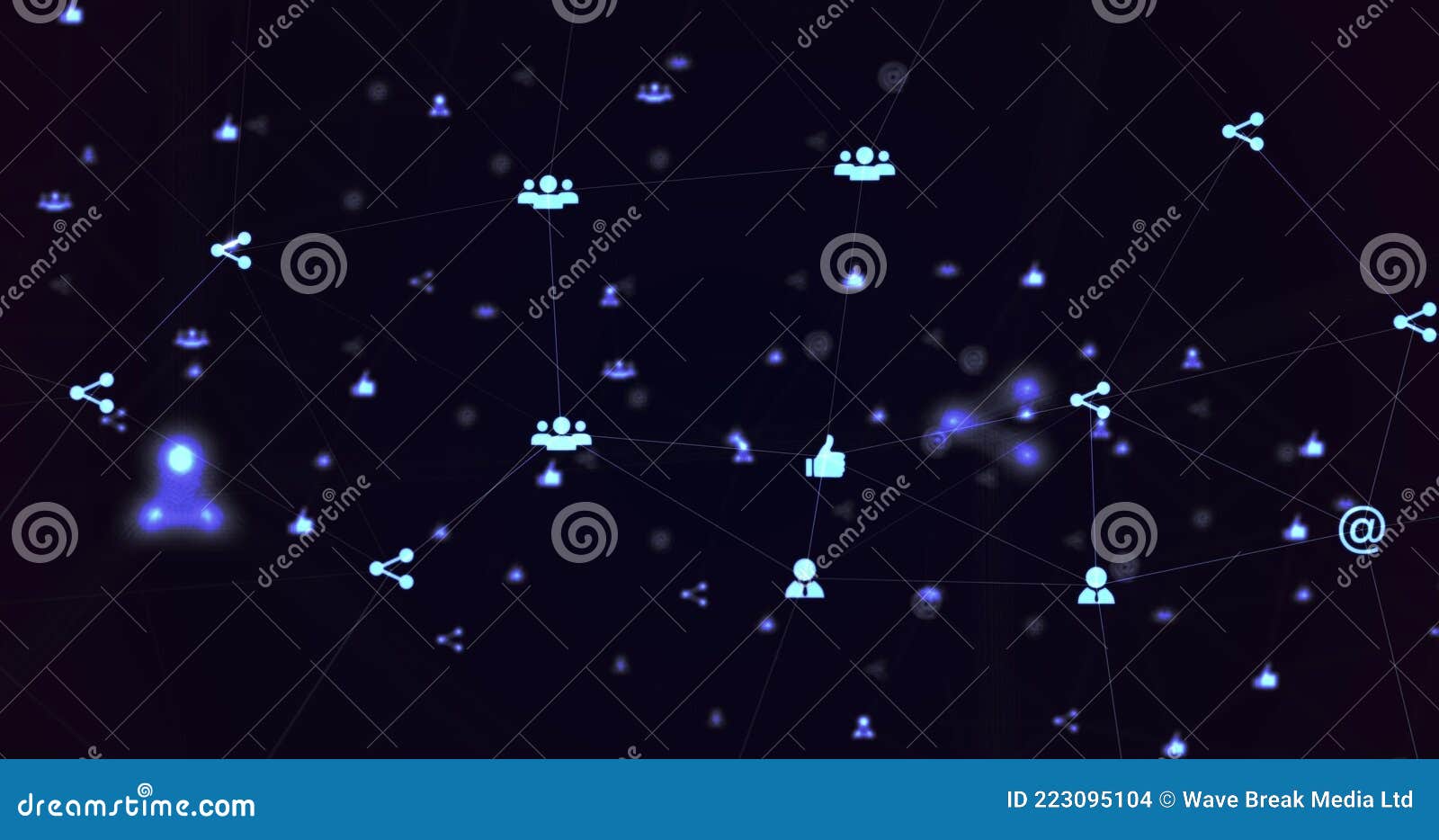 Image of Digital Interface and Network Connections with Purple Social ...