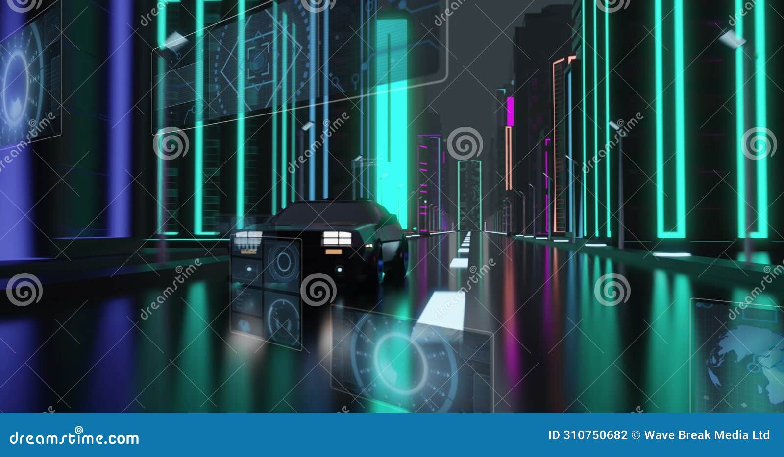 Image of Digital Interface with Scopes Over Car Driving Stock Photo ...