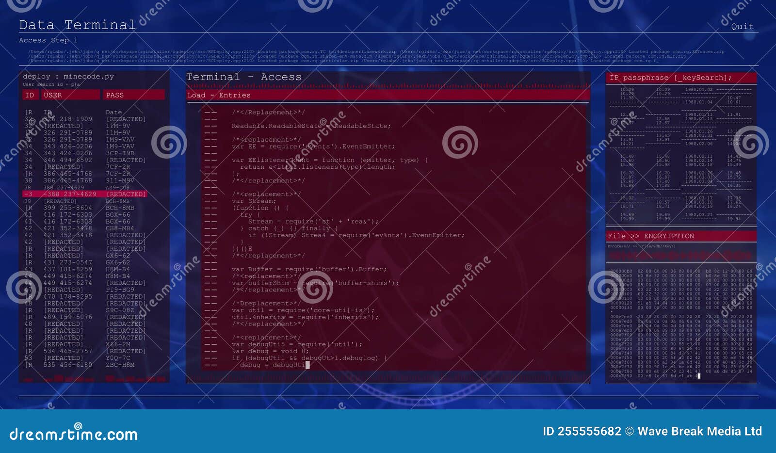 Image of Digital Interface Screen with Programming Language Moving in ...
