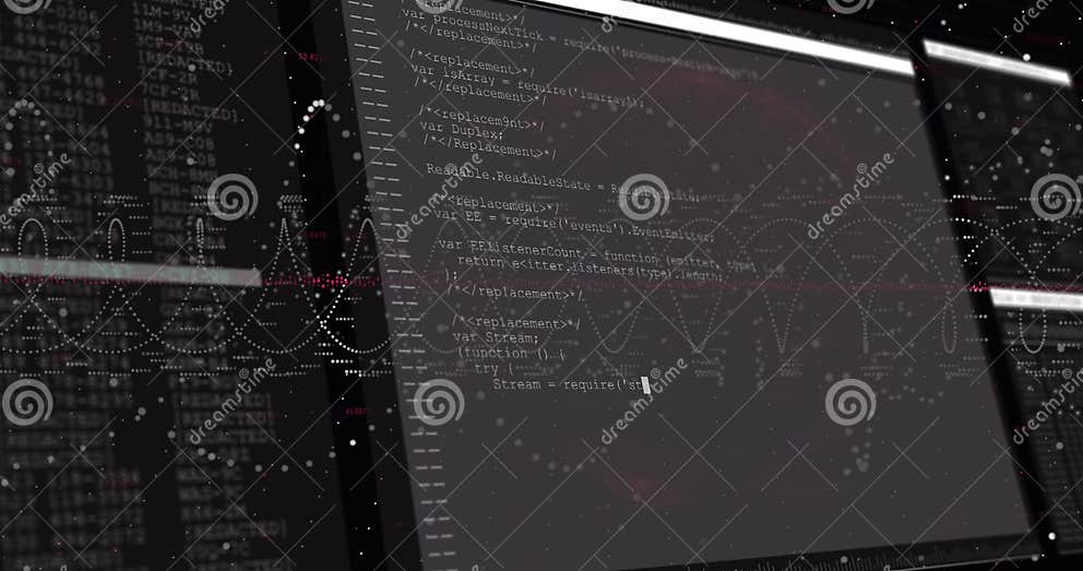 Image of Digital Interface Screens with Programming Language Over ...