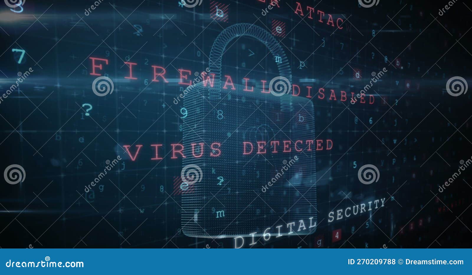 Image of Digital Interface with Security Padlock Over Dark Background ...