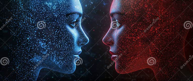 An Image of a Digital Interface Showing Two Faces that Resemble Human ...