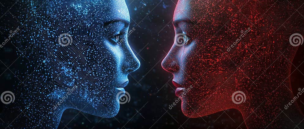 An Image of a Digital Interface Showing Two Faces that Resemble Human ...