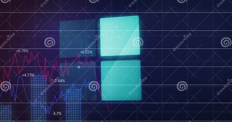 Image of Digital Interface Squares Data Loading and Statistics Processing Over Grid Stock ...