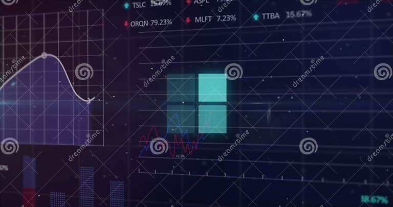 Image of Digital Interface Squares Data Loading and Statistics Processing Over Grid Stock Photo ...