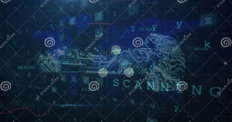 Image of Digital Key, Scanning and Numbers in Navy Digital Space Stock ...
