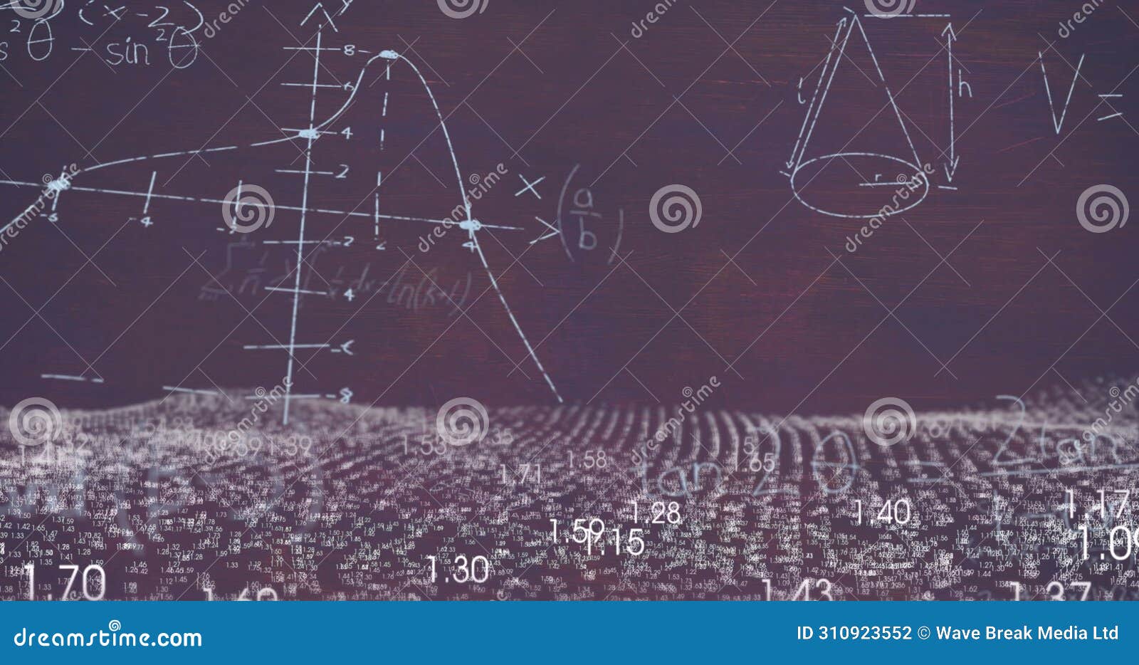 This Image is a Digital Image of Mathematical Equations Moving on a Red ...