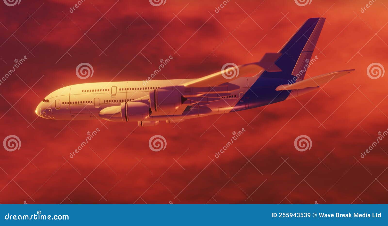 Image of Digital Plane Over Sky with Clouds Stock Illustration ...