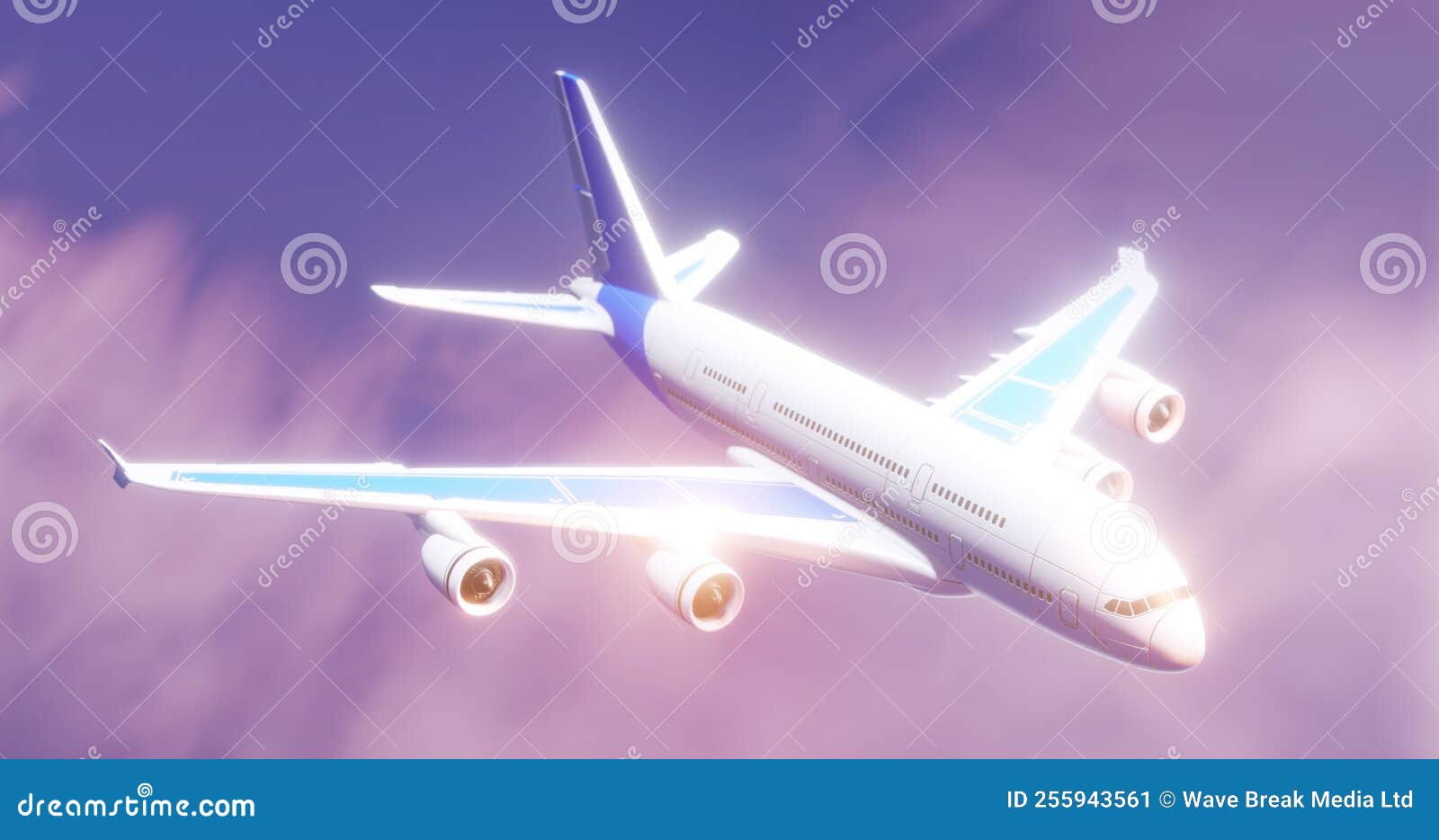 Image of Digital Plane Over Sky with Clouds Stock Illustration ...