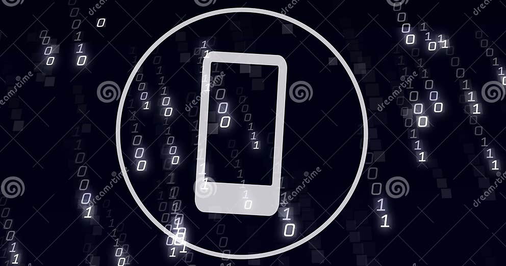 Image Of Digital Smartphone Icon Binary Coding And Data Processing Stock Illustration 