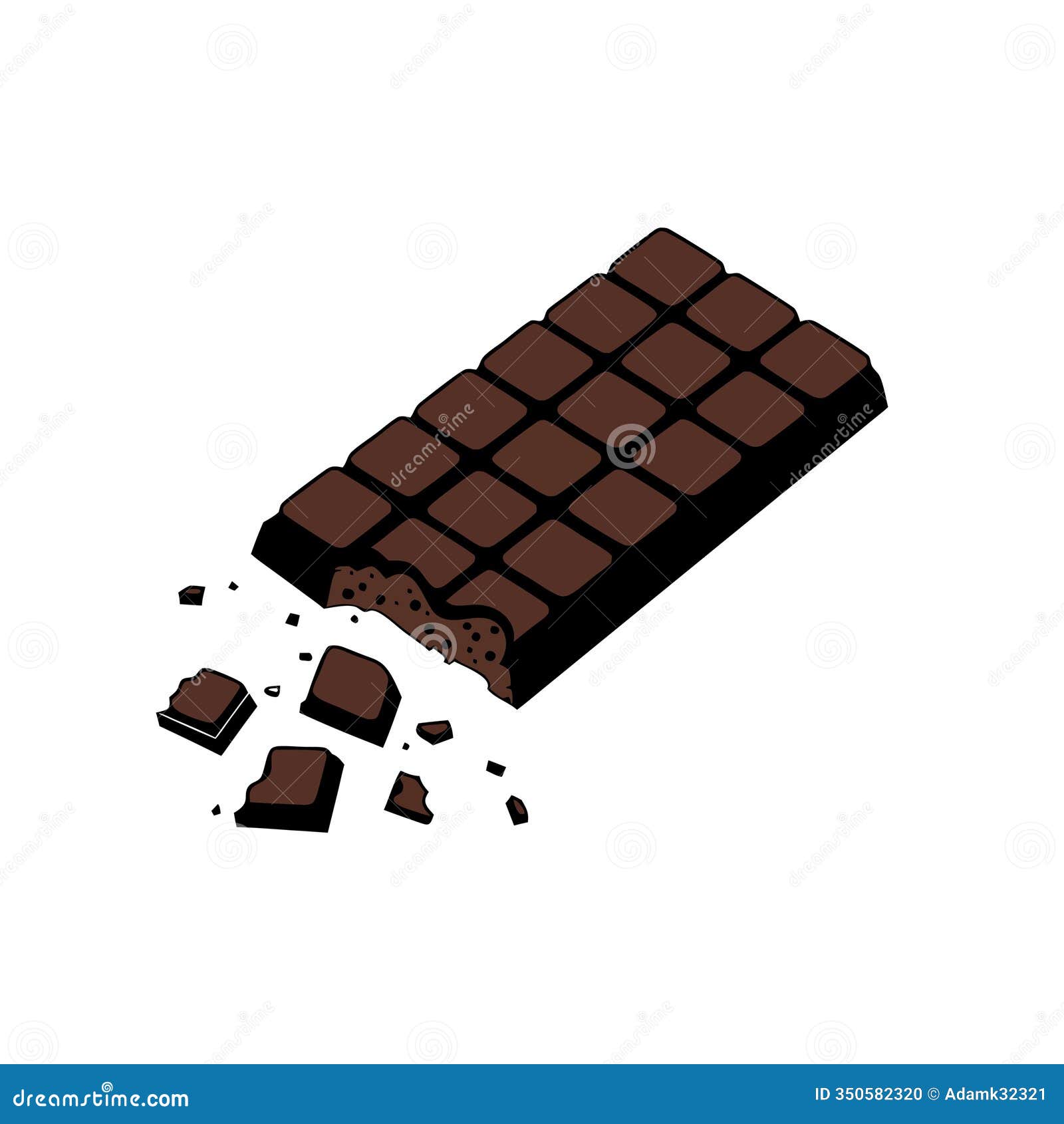 Chocolate Bar Bite Vector Illustration Broken Chunks Stock Illustration ...