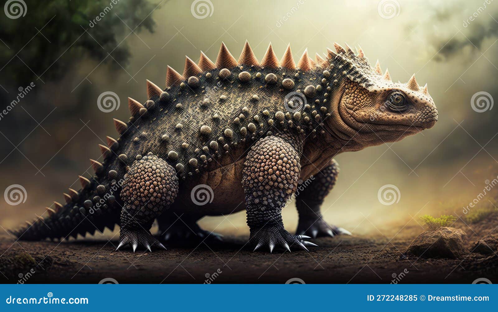 An Image of Dinosaur with Spikes on Its Back. Generative AI Stock ...