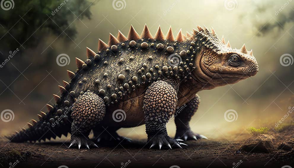 An Image of Dinosaur with Spikes on Its Back. Generative AI Stock ...