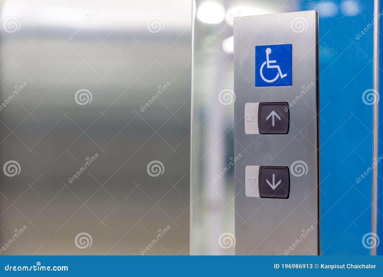 Image of Disabled Lift Button. Stainless Steel Elevator Panel Push ...