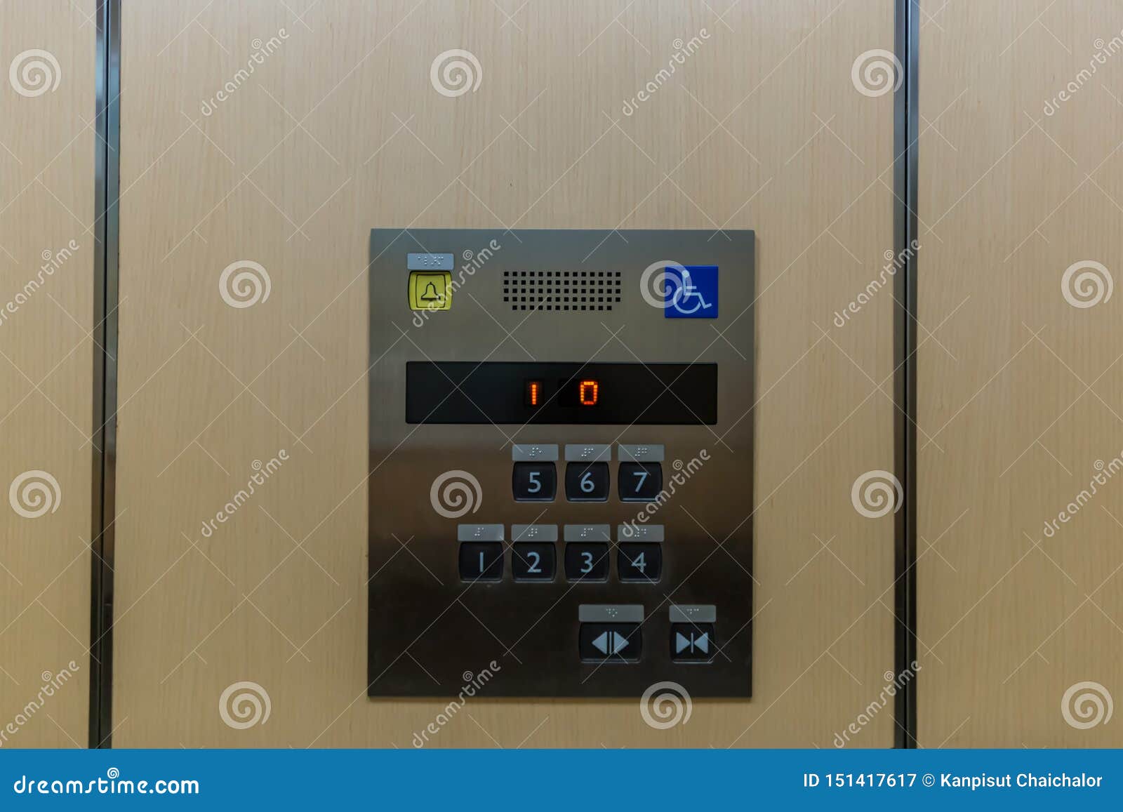 Image of Disabled Lift Button. Stainless Steel Elevator Panel Push ...