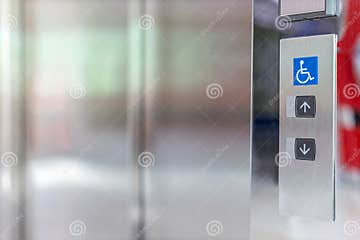 Image of Disabled Lift Button. Stainless Steel Elevator Panel Push ...
