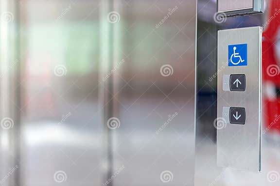 Image of Disabled Lift Button. Stainless Steel Elevator Panel Push ...