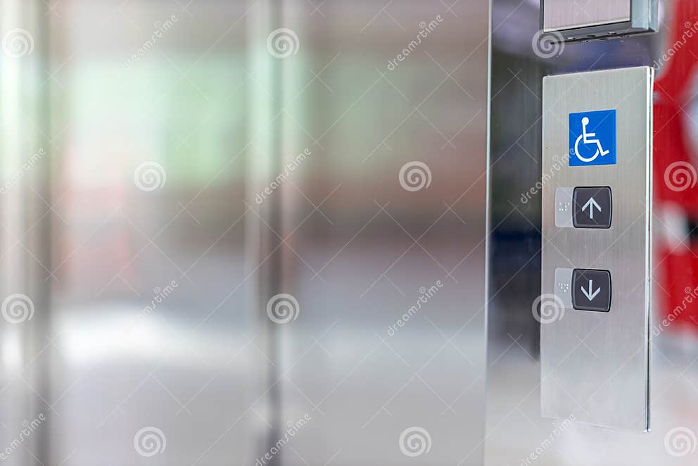 Image of Disabled Lift Button. Stainless Steel Elevator Panel Push ...