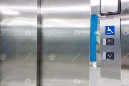 Image of Disabled Lift Button. Stainless Steel Elevator Panel Push ...