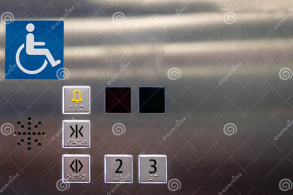 Image of Disabled Lift Button. Stainless Steel Elevator Panel Push ...