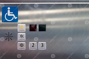 Image of Disabled Lift Button. Stainless Steel Elevator Panel Push ...