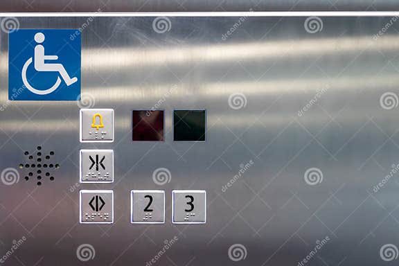 Image of Disabled Lift Button. Stainless Steel Elevator Panel Push ...