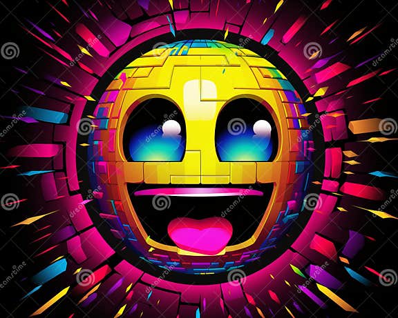 An Image of a Disco Ball with a Smiley Face on it Stock Illustration ...