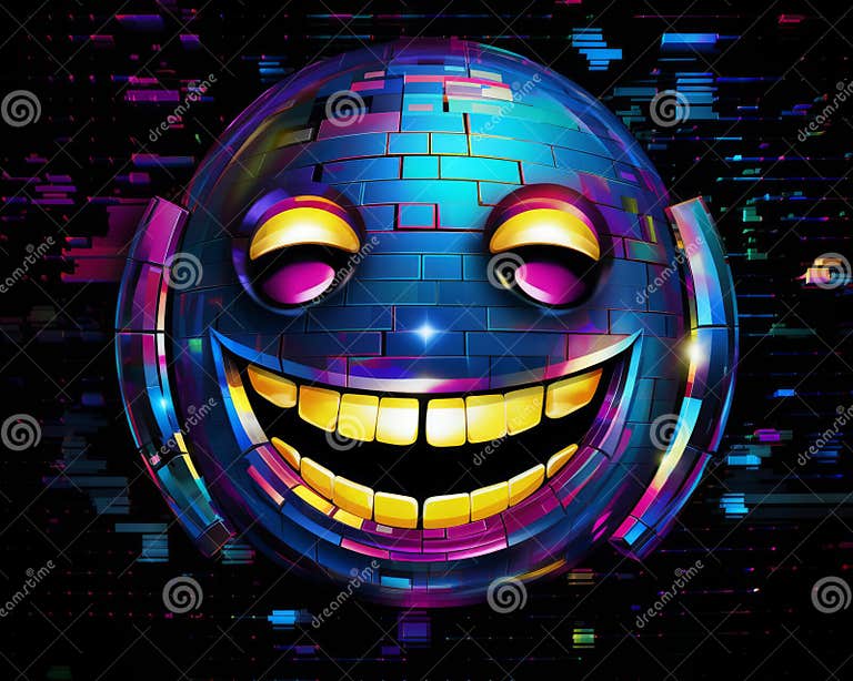 An Image of a Disco Ball with a Smiley Face on it Stock Illustration ...
